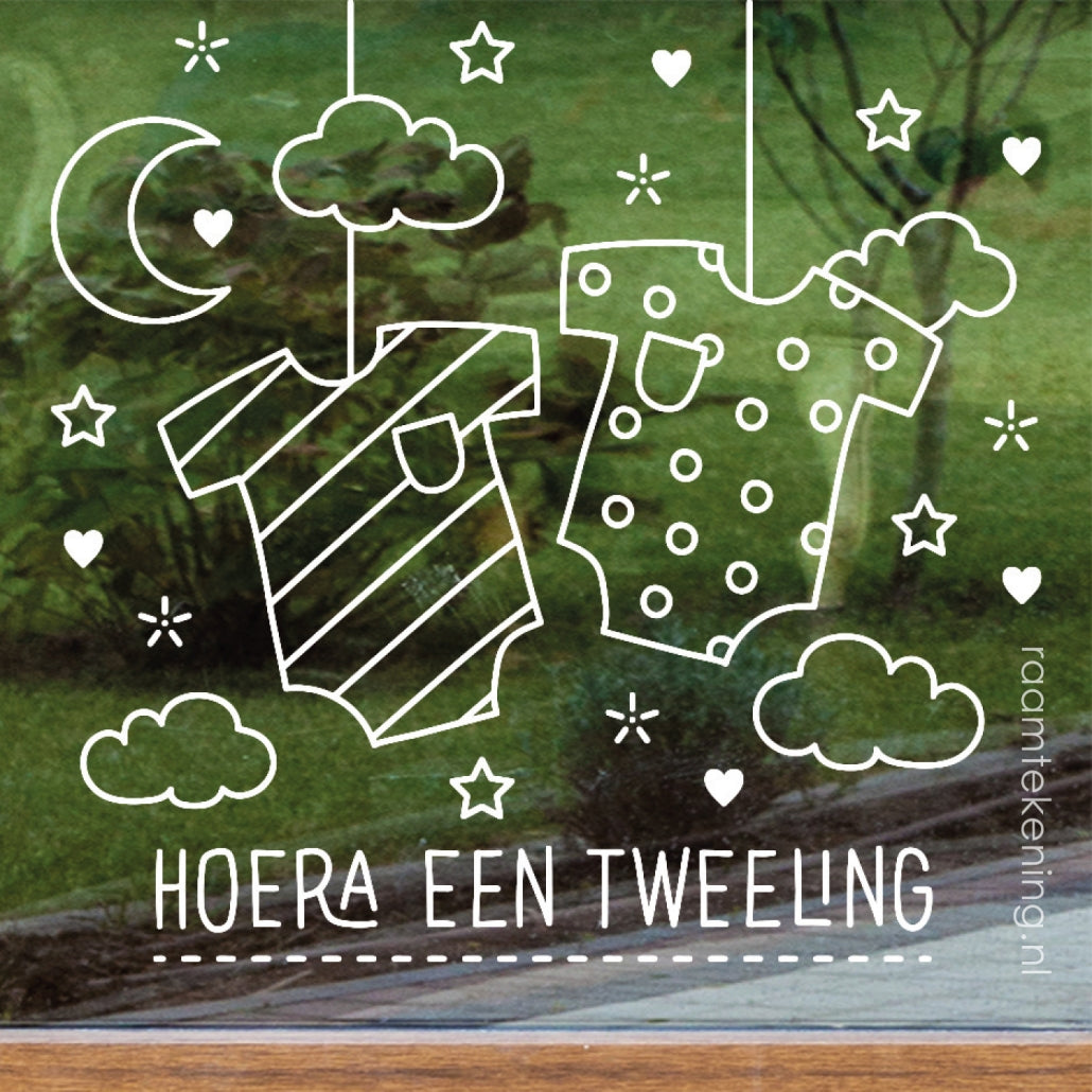 Baby tweeling raamtekening