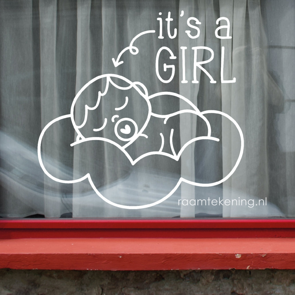 Baby meisje raamtekening